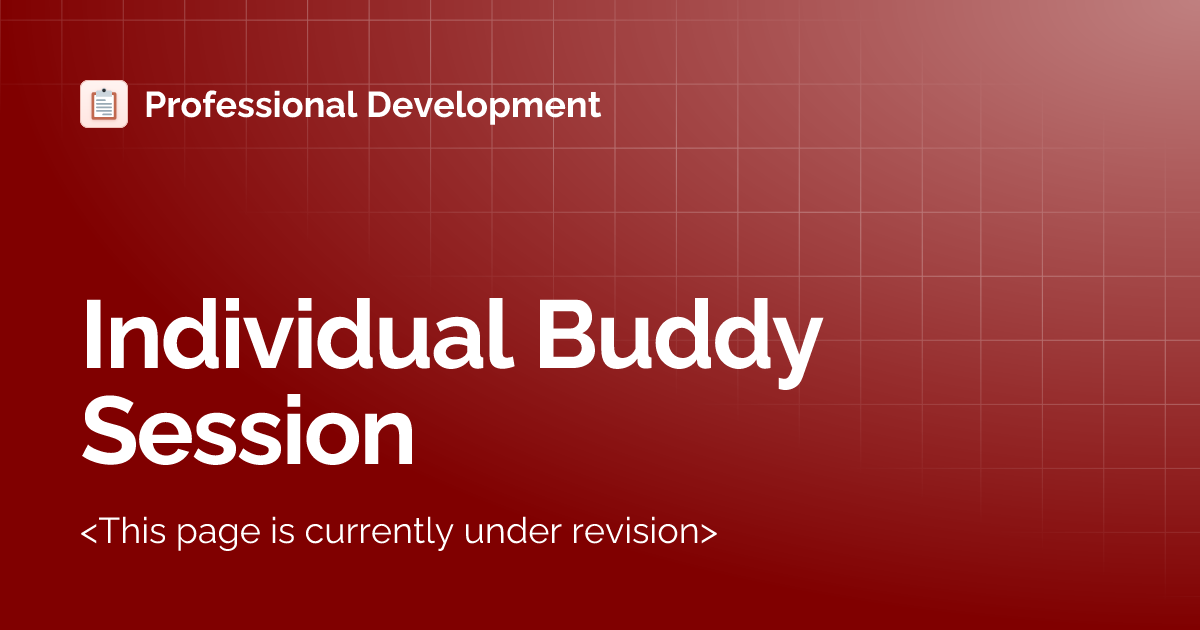 Individual Buddy Session | Professional Development