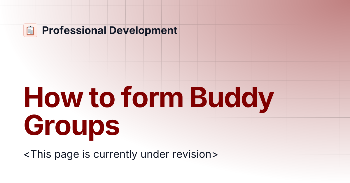 How to form Buddy Groups | Professional Development