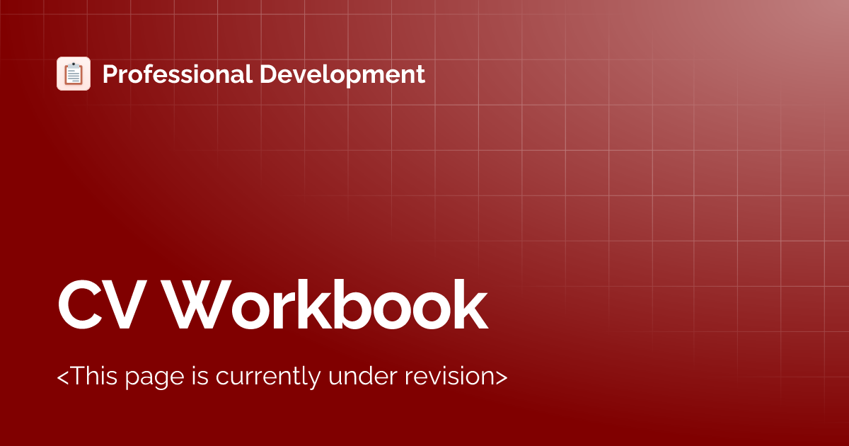 CV Workbook | Professional Development